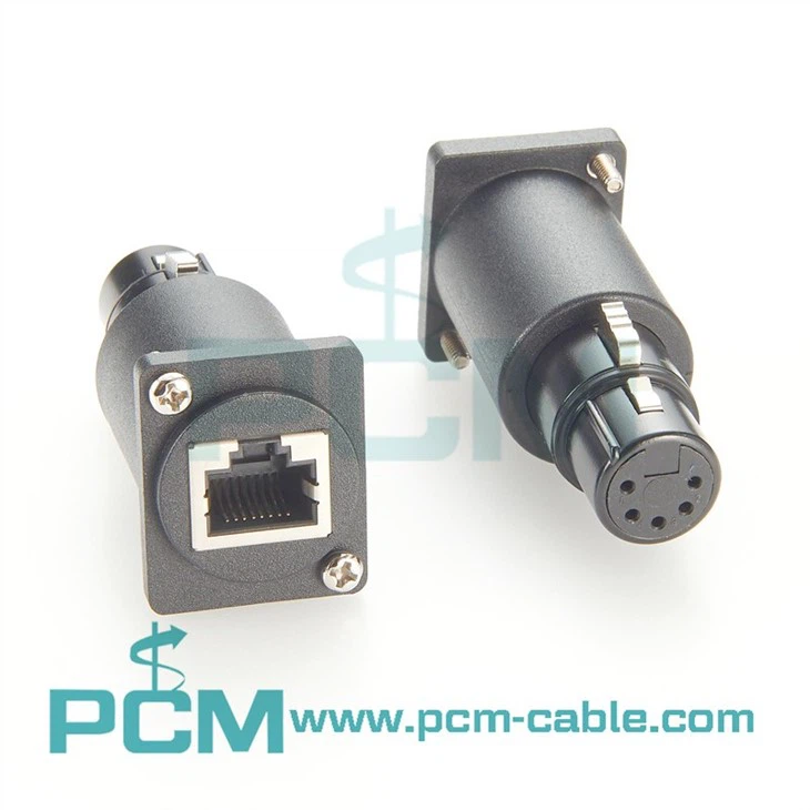 Customized Chassis Mount RJ45 Female Socket To XLR 5 Pin Female DMX ...